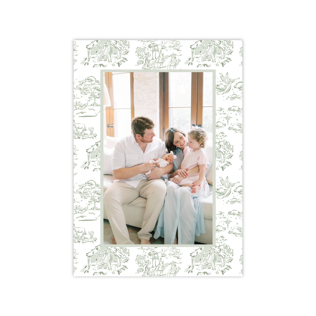 Nativity Toile Border Green Vertical | Holiday Cards – Andrea Shields ...